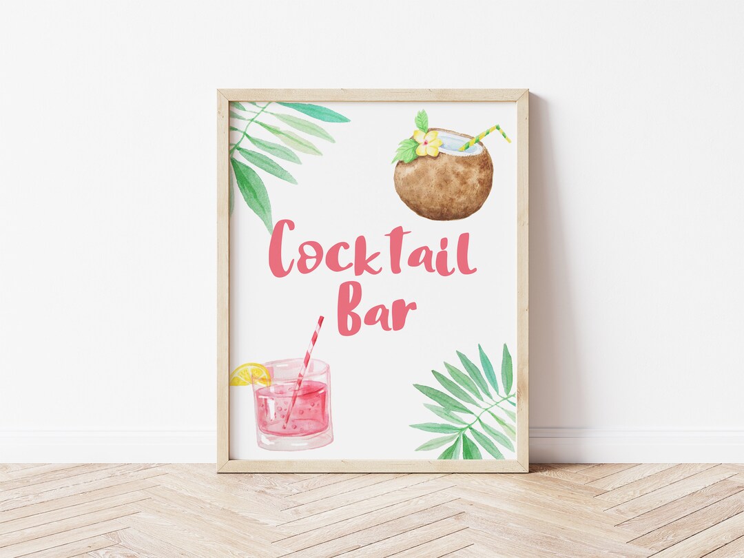 Summer Cocktail Bar Sign Print Summer Theme Party Pool Party Cocktail ...