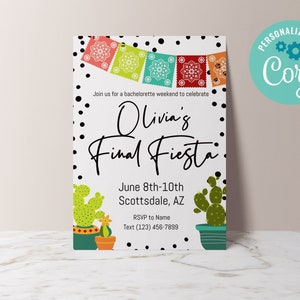 Final Fiesta Bachelorette Party Invitation Template - Etsy
