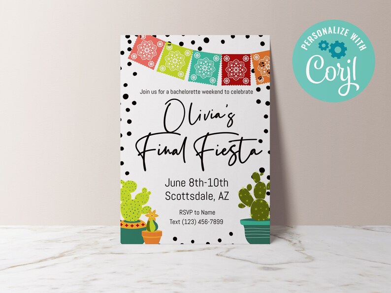Final Fiesta Bachelorette Party Invitation Template - Etsy
