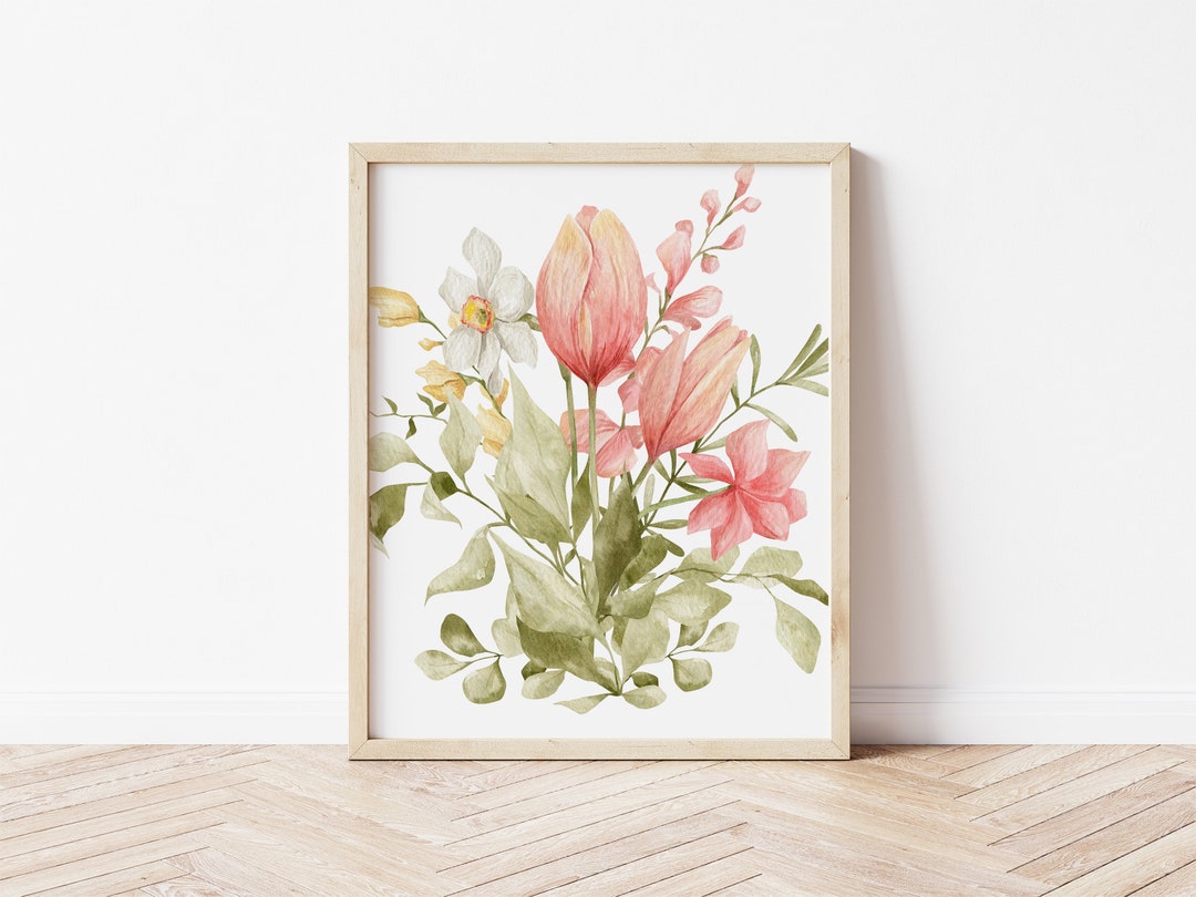Watercolor Flower Printable Art Spring Floral Print Farmhouse Home ...