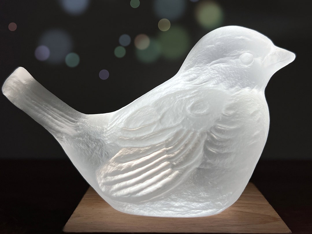 Goebel Art Glass Crystal Frosted Satin Sparrow Bird Figurine ...