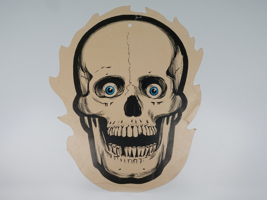 Vintage 1973 Beistle Halloween White Flaming Skull Die Cut - Etsy