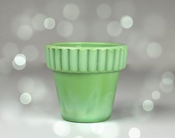 Rare Pair of Jadeite Green and White Slag Glass Akro Agate Small Flower ...