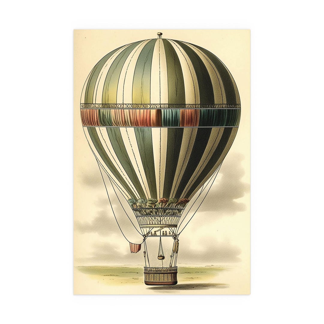 Vintage Hot Air Balloon Wall Art, Home Decor, Vintage Print, Aviation ...