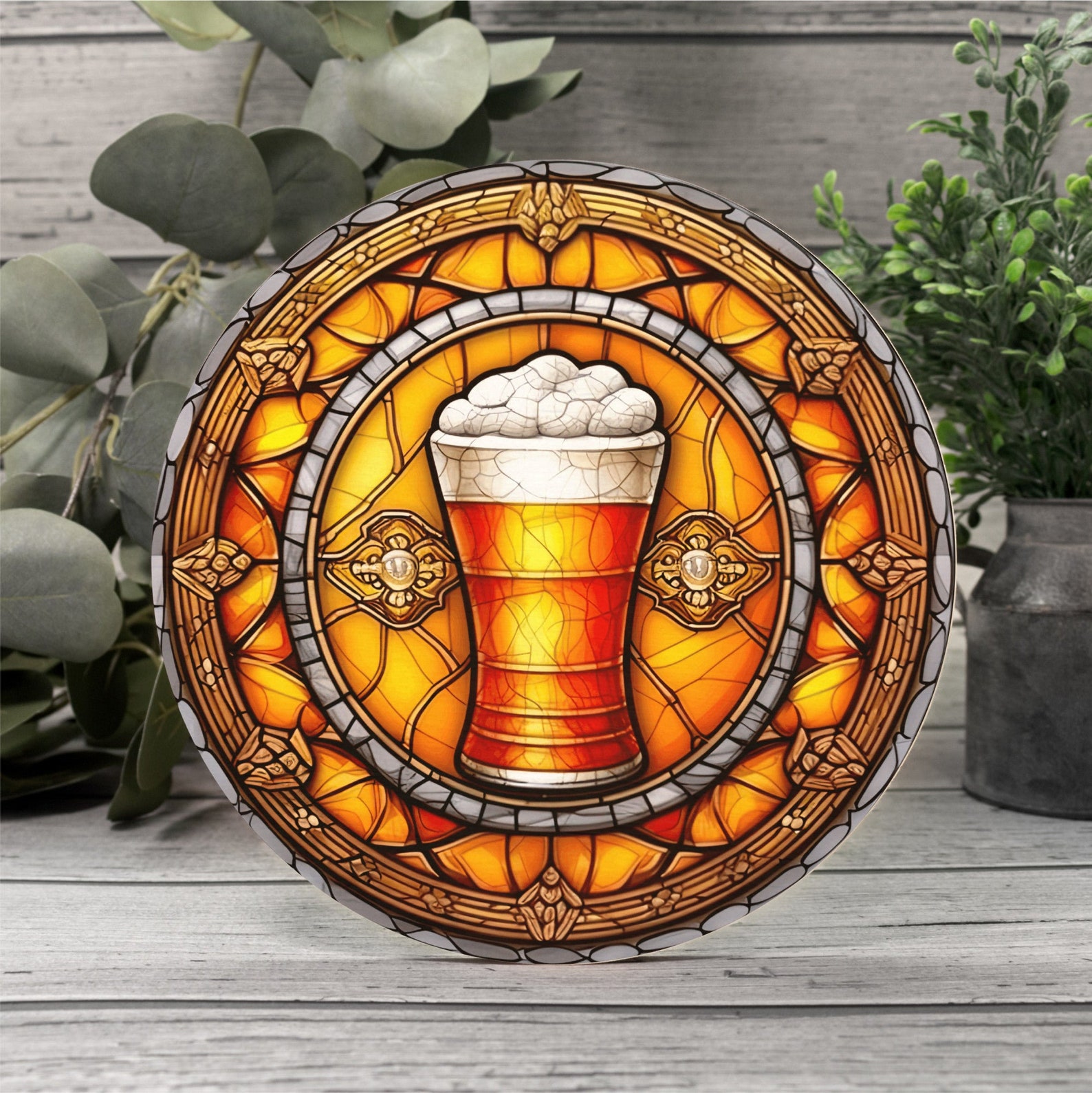 Beer Sign Faux Stained Glass Pub Sign Gift for Him Beer - Etsy