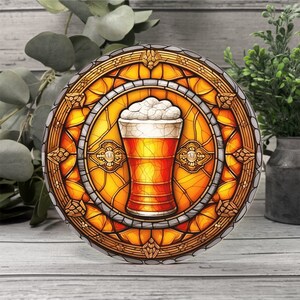 Beer Sign, Faux Stained Glass Pub Sign, Gift for Him, Beer Lover Gift ...