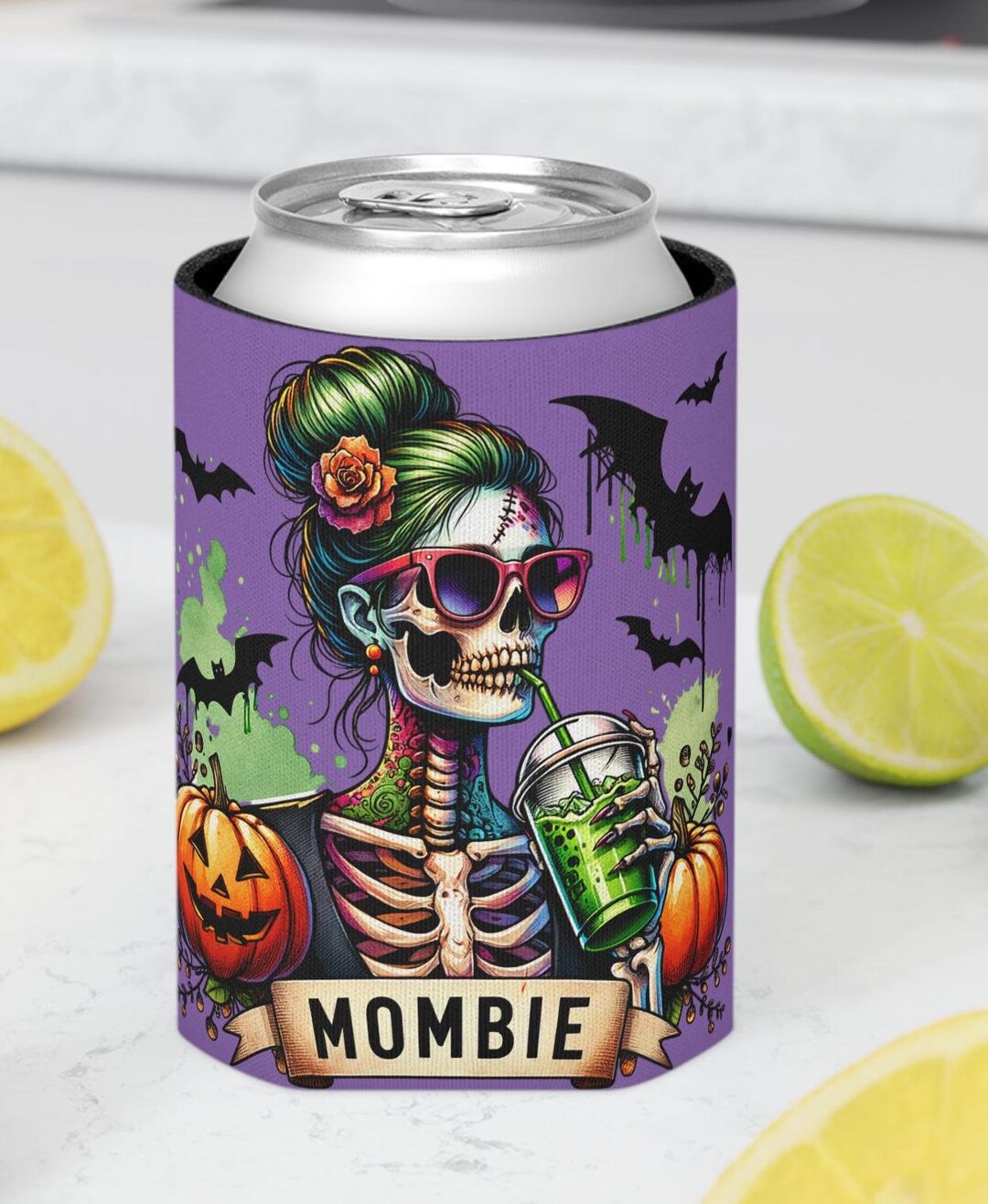 Mombie Skeleton Drink Cooler - Mom Drinks, Halloween Can Holder, Funny ...