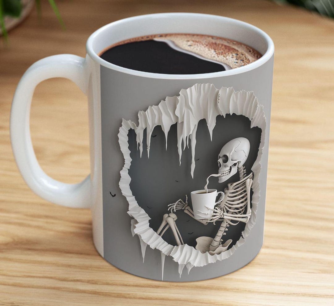 Unique Skeleton Mug, 3 D Skeleton Inside Mug, Gift for Coworker, Friend ...