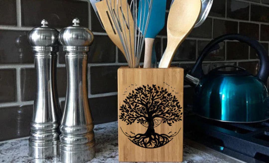 Kitchen Utensil Holder, Tree of Life, Kitchen Decor, Utensil Caddy ...