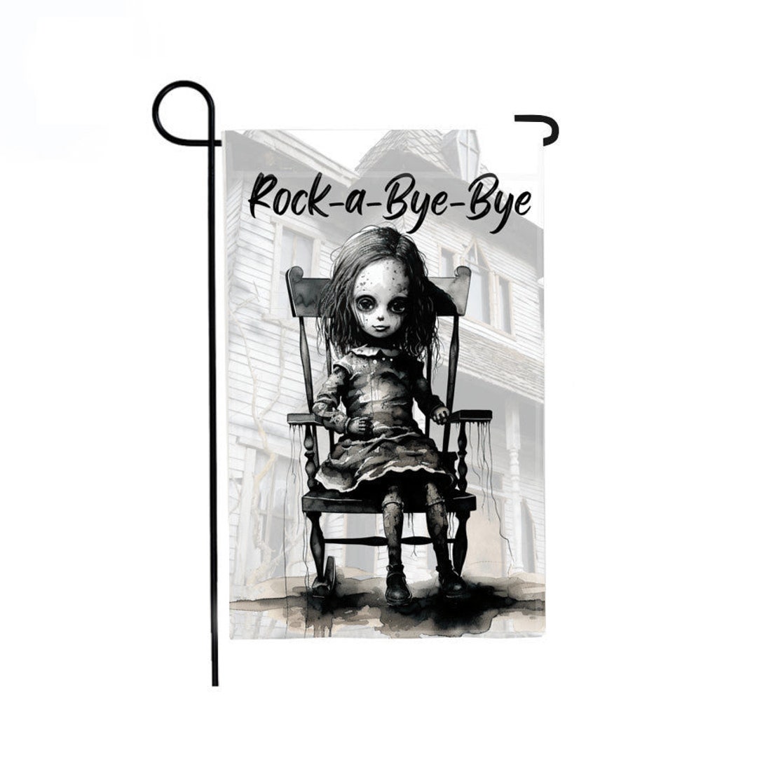 Halloween Yard Flag, Creepy Doll, Spooky Girl, Rock A Bye, Horror Show ...