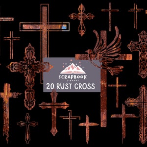 20 Cross Digital Clipart, Rust Pattern Cross, Cross Design, Dove, Jesus ...
