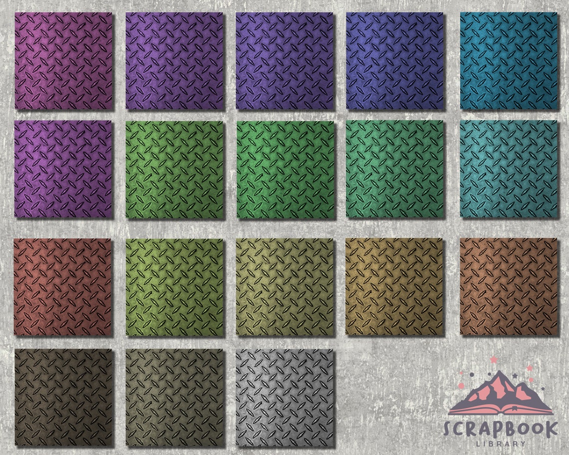 Rainbow Metal Plate Digital Paper, Metal Plate Tread, Diamond Metal ...