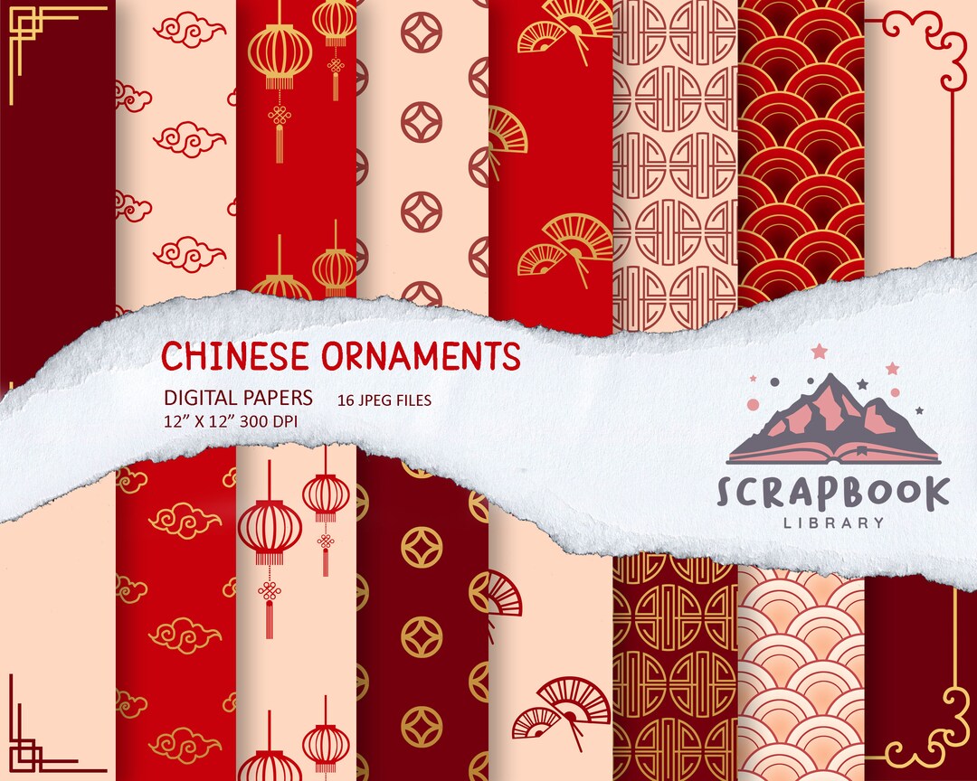 Chinese Ornaments Digital Scrapbooking Kit, Chinese Texture, Chinese ...