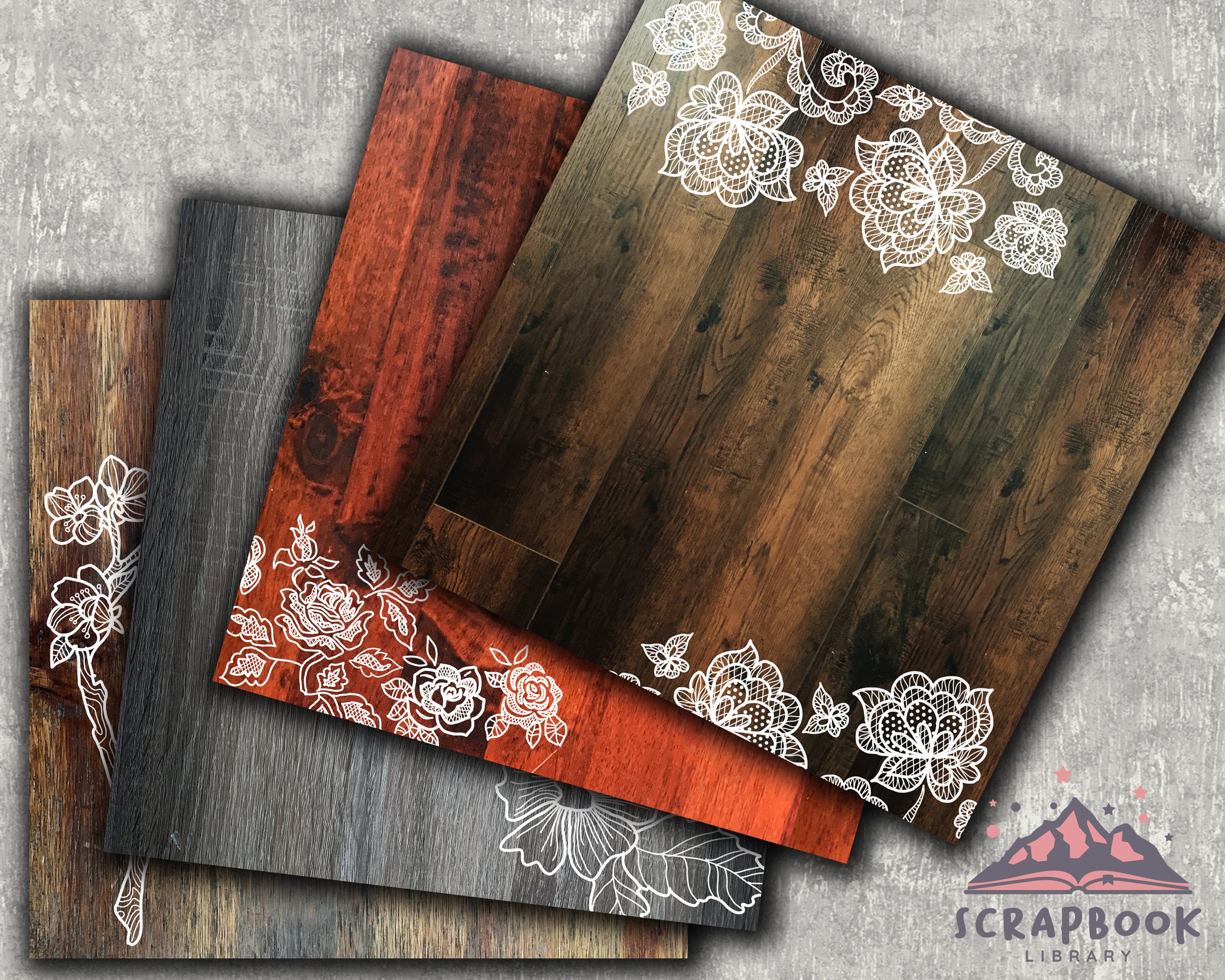 White Flower Lace Wood Paper Textures, Vintage Antique Distressed ...
