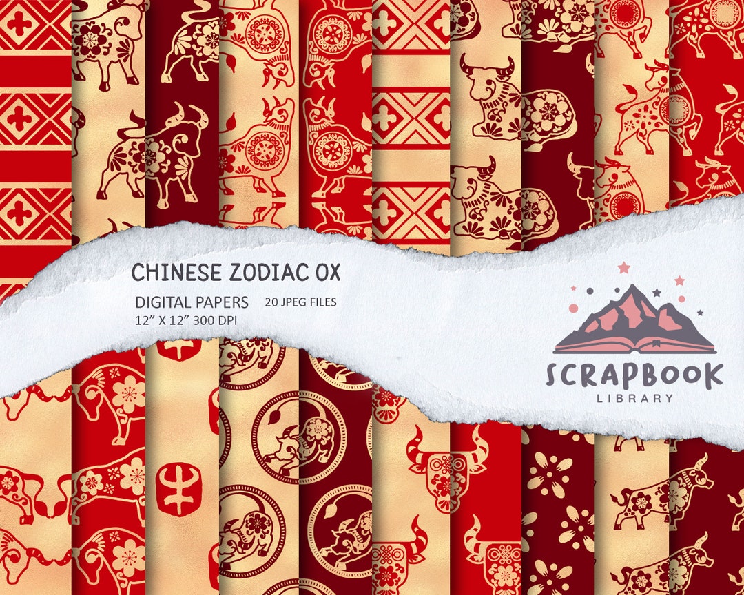 Chinese Zodiac Ox Ornaments Paper, Asian Bull Pattern, Authentic ...