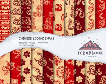 Chinese Zodiac Snake Ornaments Clipart Asian Serpent Pattern | Etsy