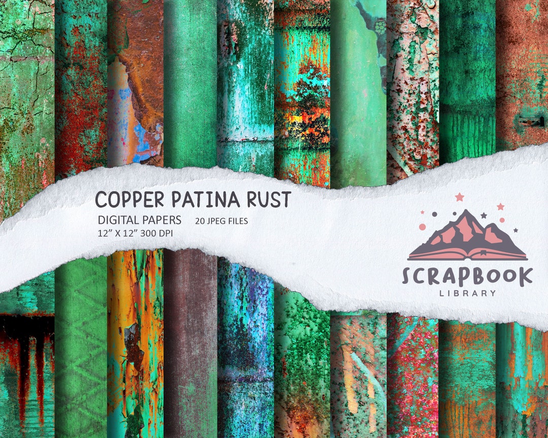 Digital Copper Patina Rust Paper, Green Copper Paper, Copper ...