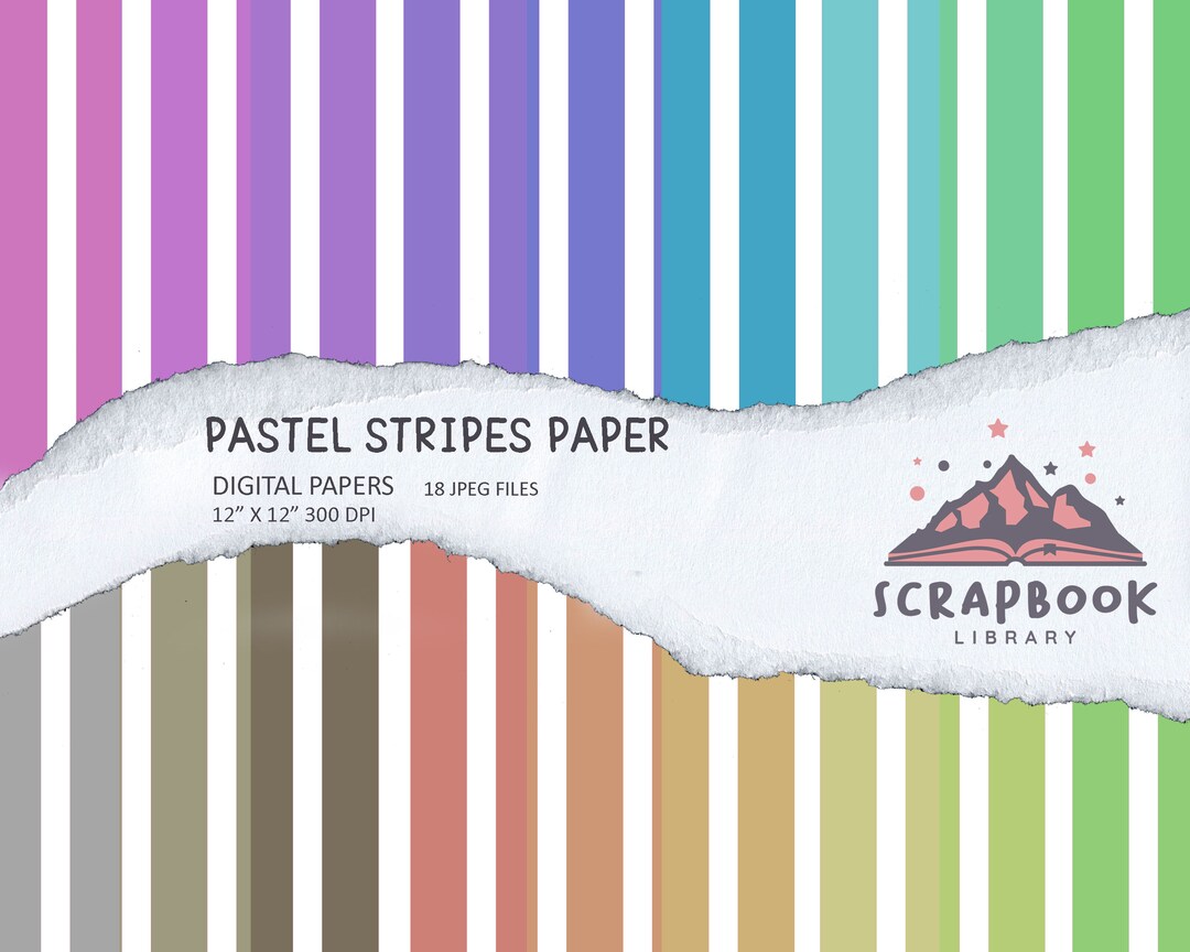Rainbow Pastel Color Stripes Digital Paper Colorful Pattern - Etsy
