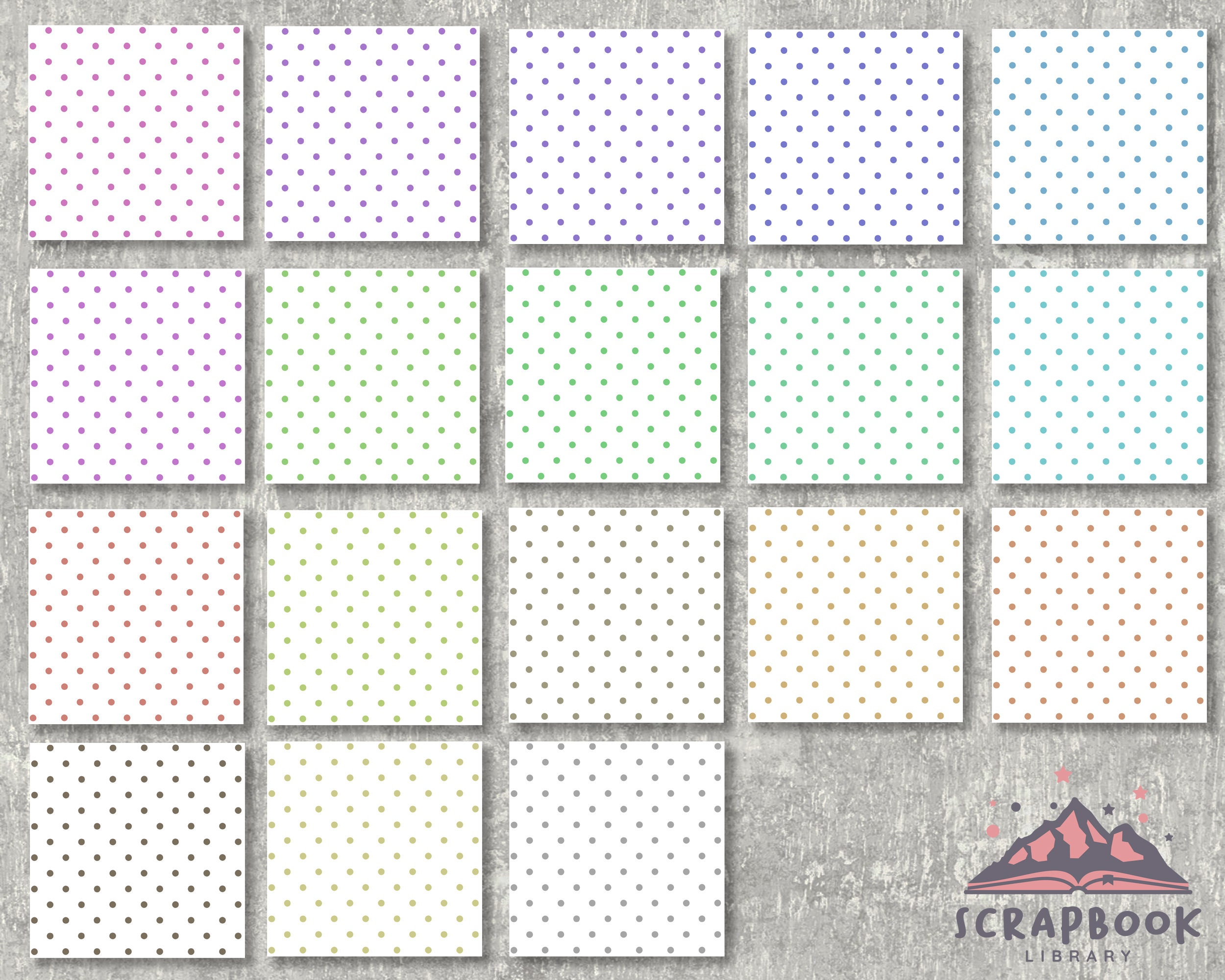 Rainbow Polka Dots on White Digital Paper, Colorful Pattern Digital Dot ...