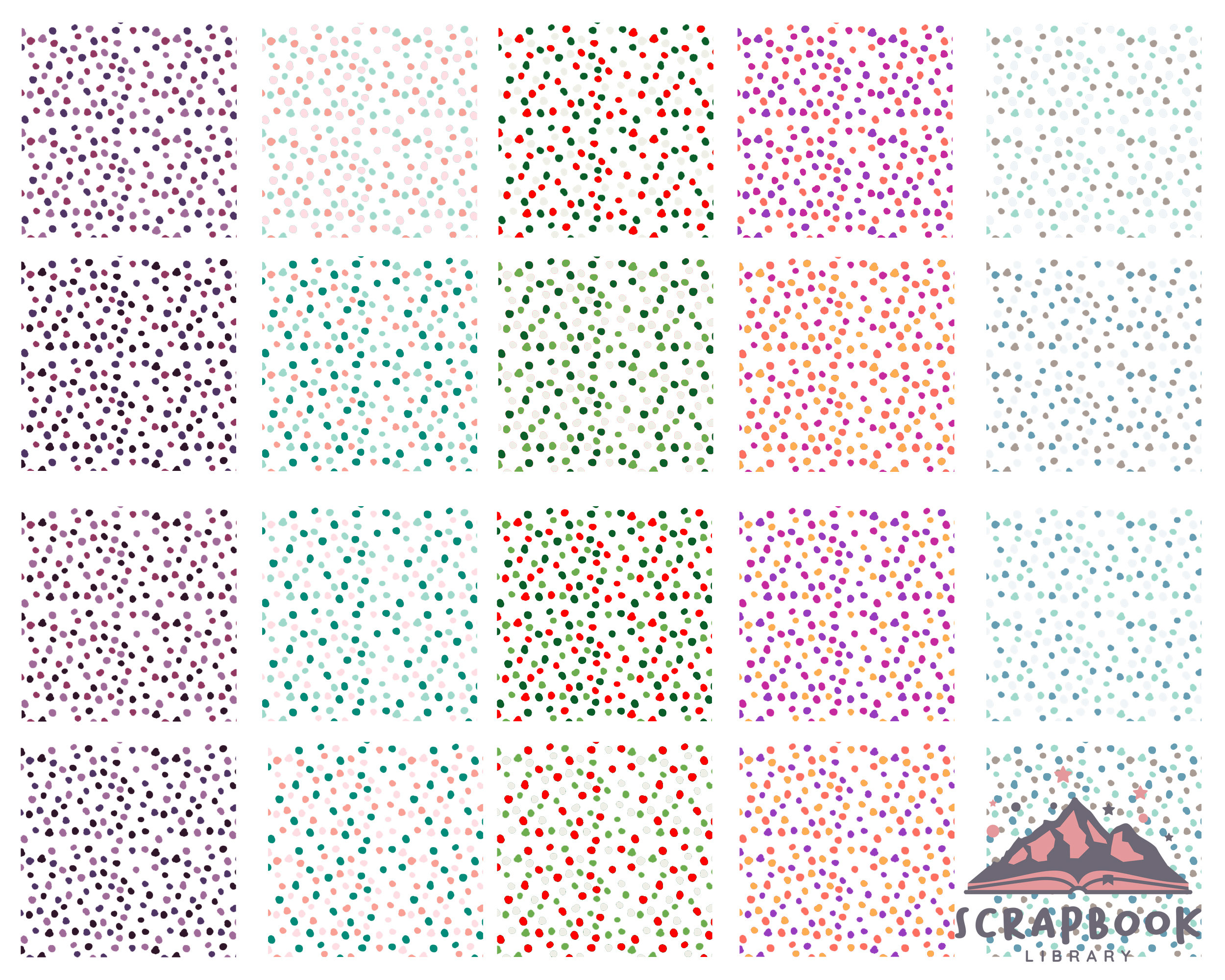 Ramdom Color Dot Digital Paper,hand Drawn Dots Pattern Digital Paper ...
