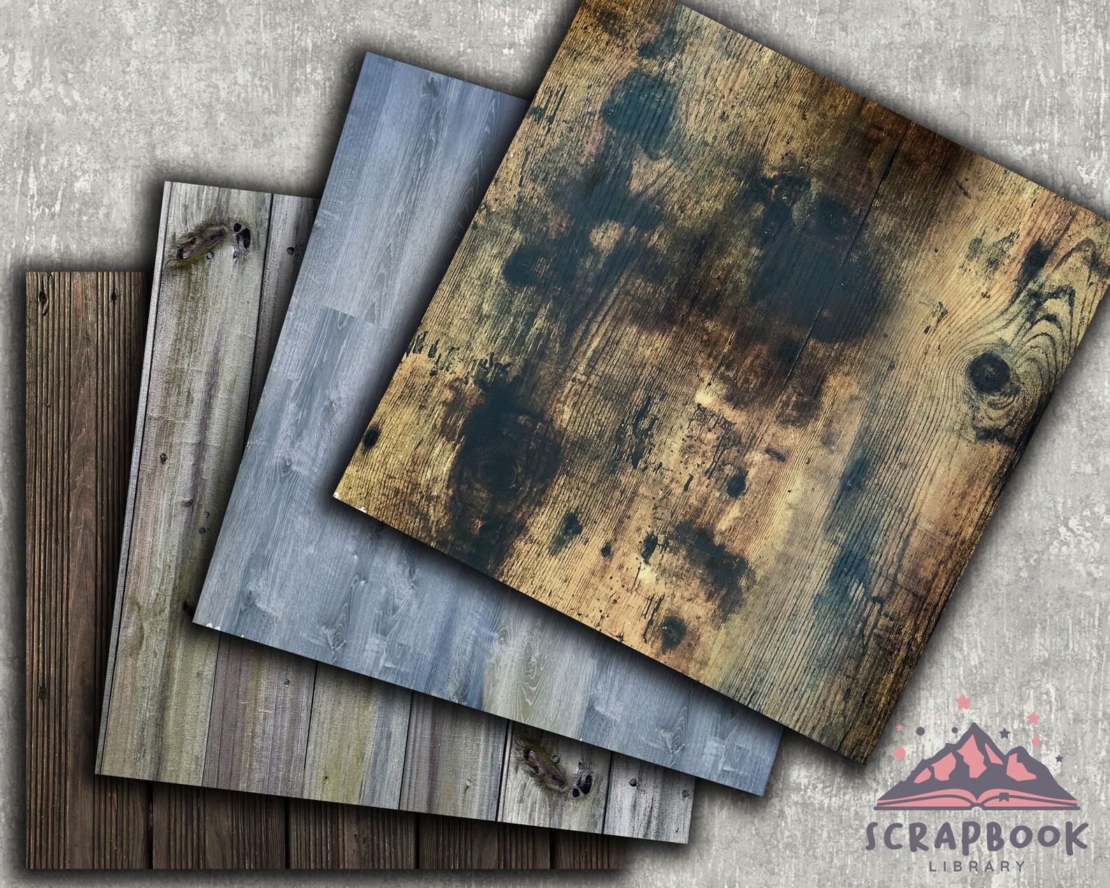 Wood Textures Digital Paper, Rustic Wood Paper, Printable Scrapbook ...