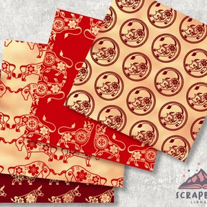 Chinese Zodiac Ox Ornaments Paper, Asian Bull Pattern, Authentic ...