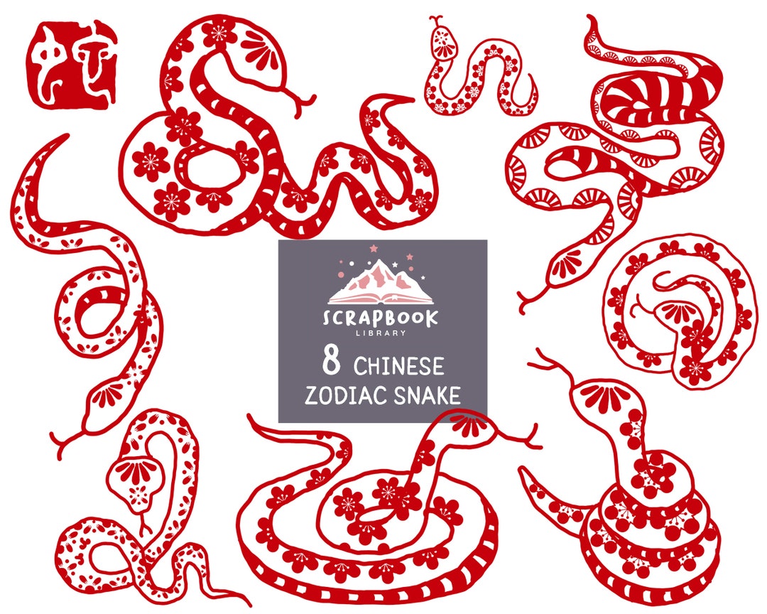 Chinese Zodiac Snake Ornaments Clipart, Asian Serpent Pattern ...