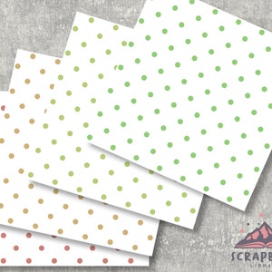 Rainbow Polka Dots on White Digital Paper, Colorful Pattern Digital Dot ...