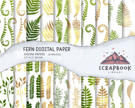 Fern Digital Paper Fern Leaf Pattern Digital Paper Scrapbook | Etsy