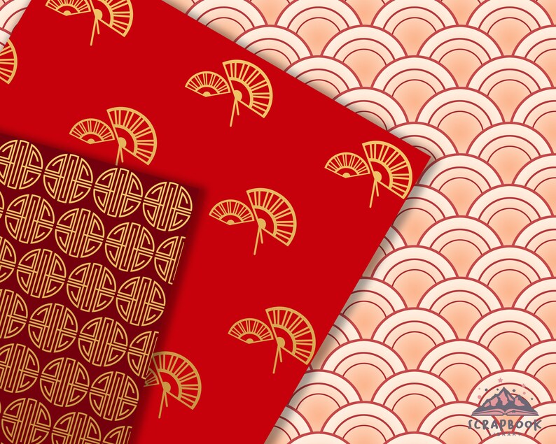 Chinese Ornaments Digital Scrapbooking Kit, Chinese Texture, Chinese ...