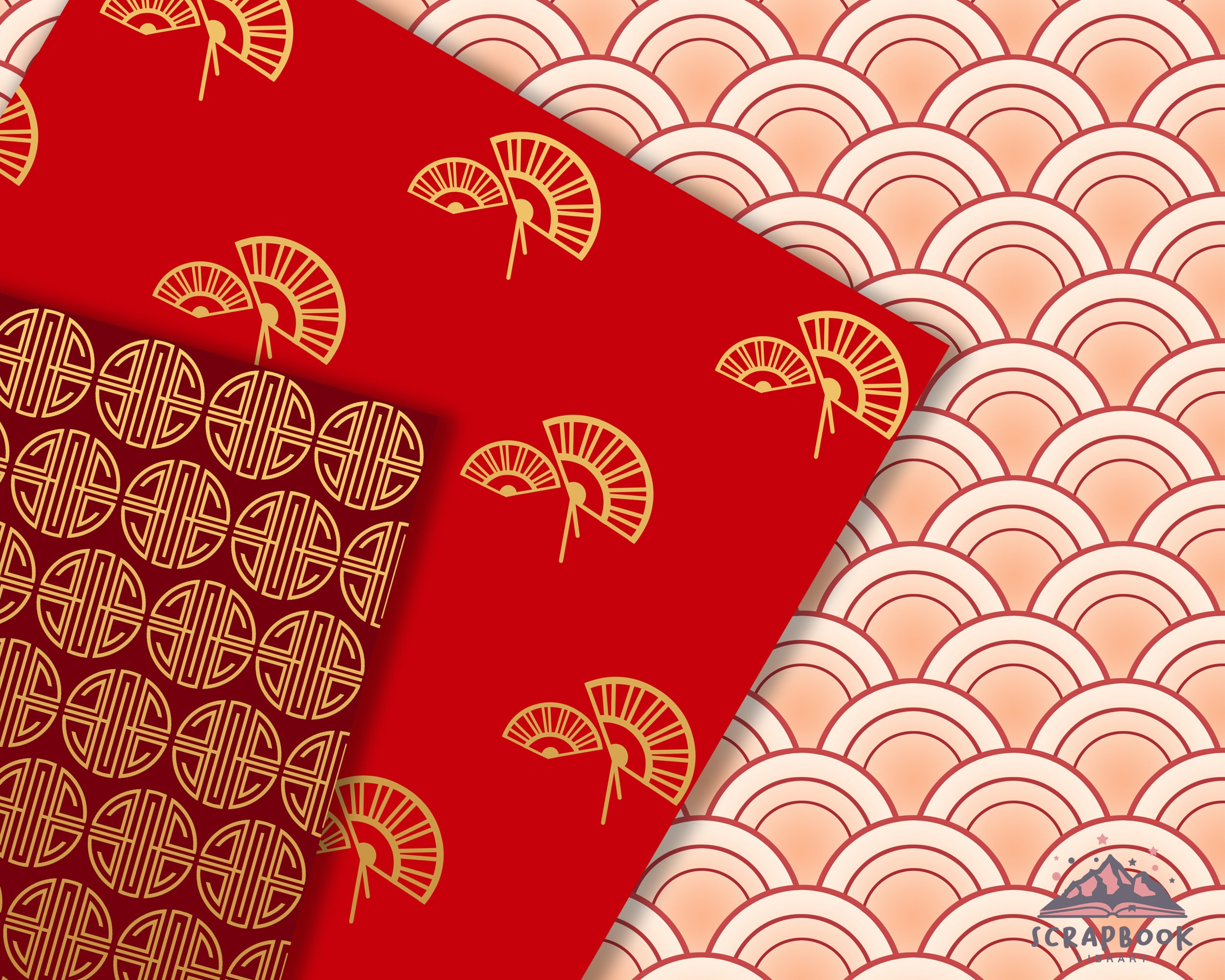 Chinese Ornaments Digital Scrapbooking Kit, Chinese Texture, Chinese ...