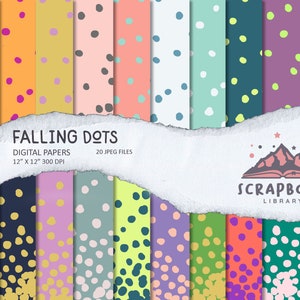 Falling Color Dot Digital Paper,hand Drawn Dots Pattern Digital Paper ...