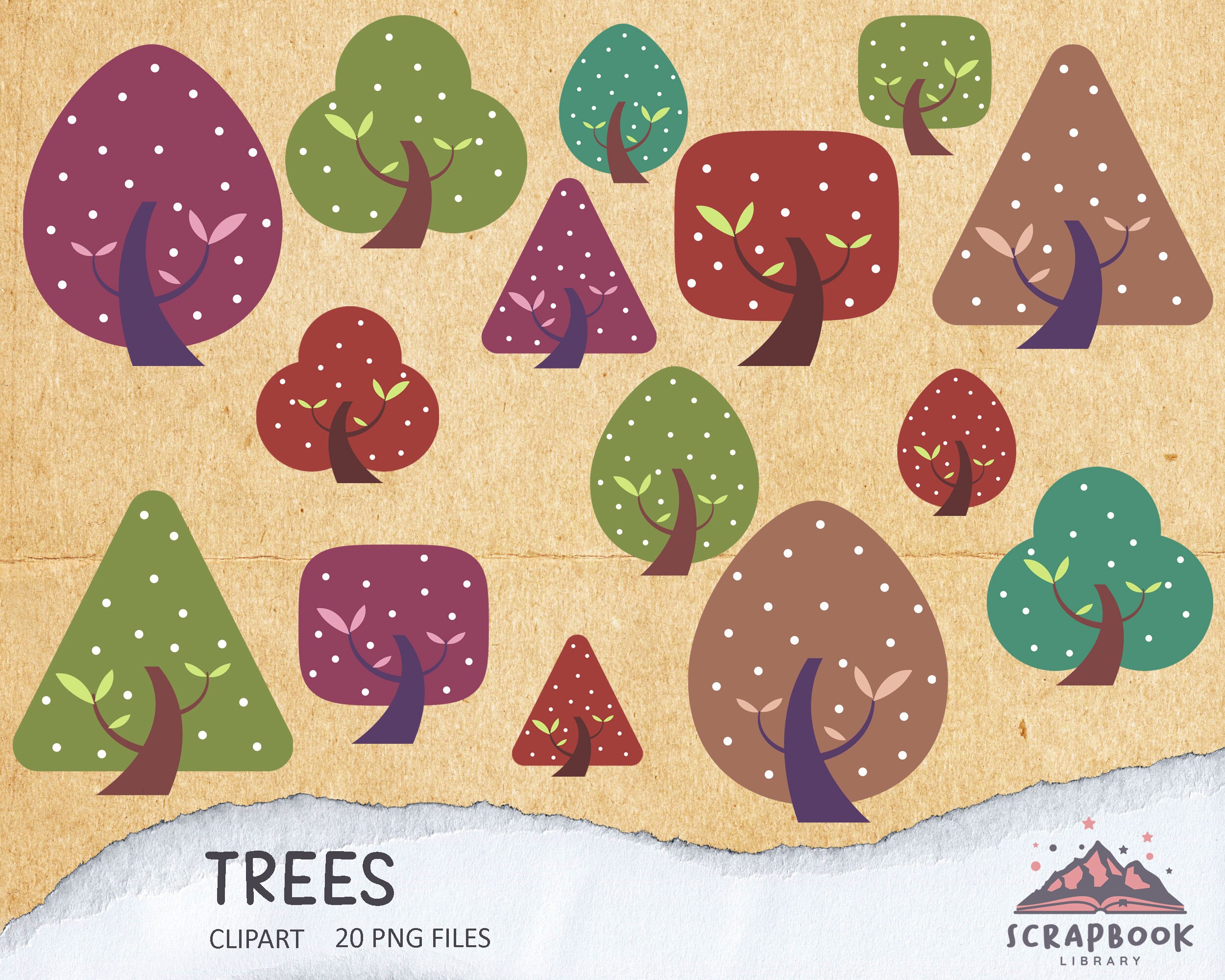 20 Trees Clipart,trees PNG File,digital Tree Graphic Design Tree Logo ...