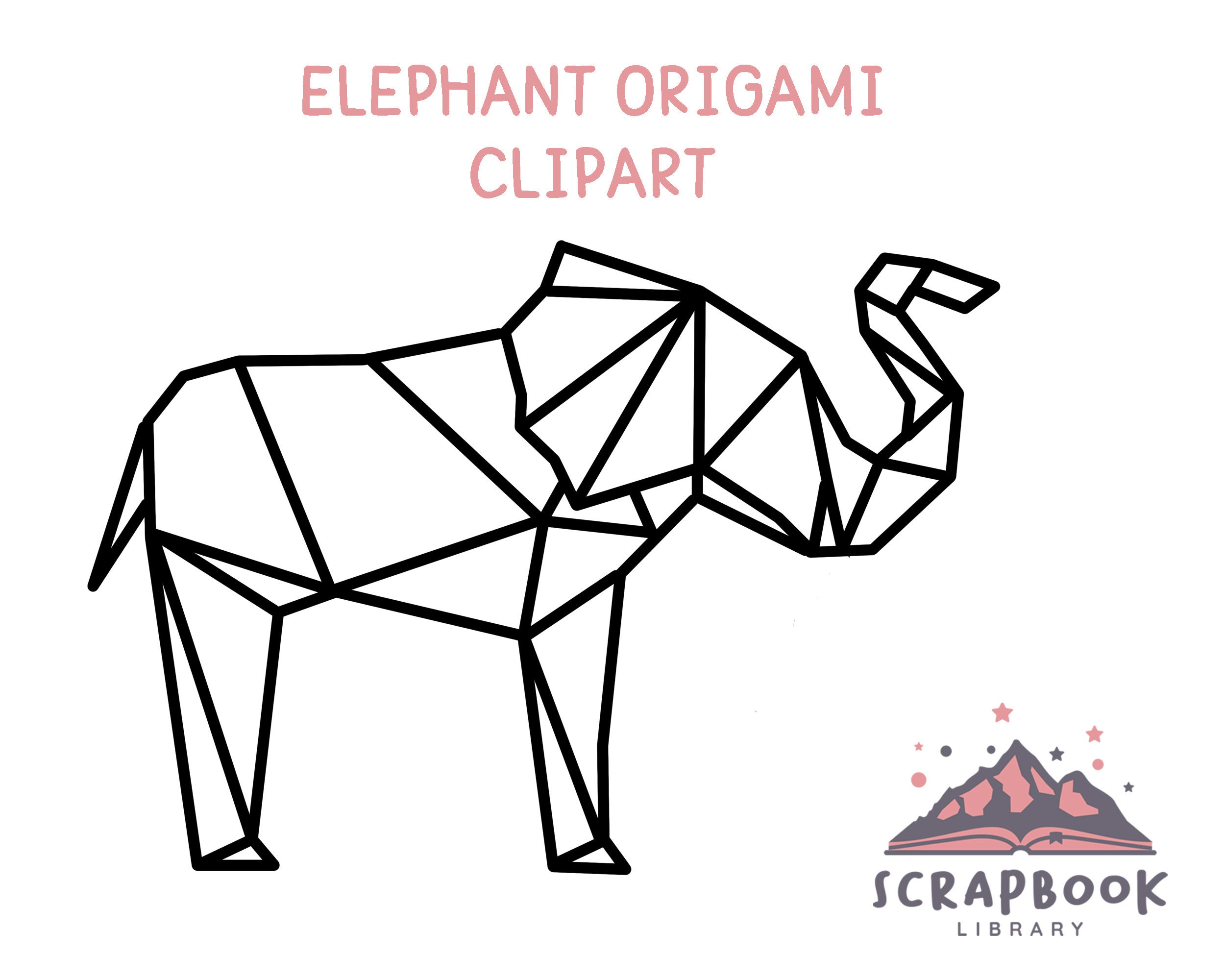 Origami Animal Clipart, Elephant Logo Pattern, Japanese Inspired Design ...
