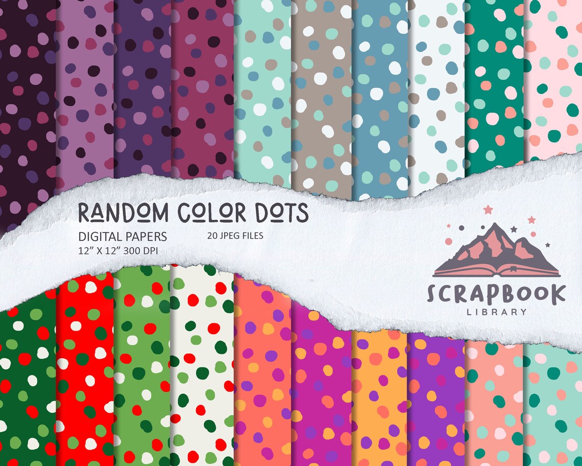 Ramdom Color Dot Digital Paper,hand Drawn Dots Pattern Digital Paper ...