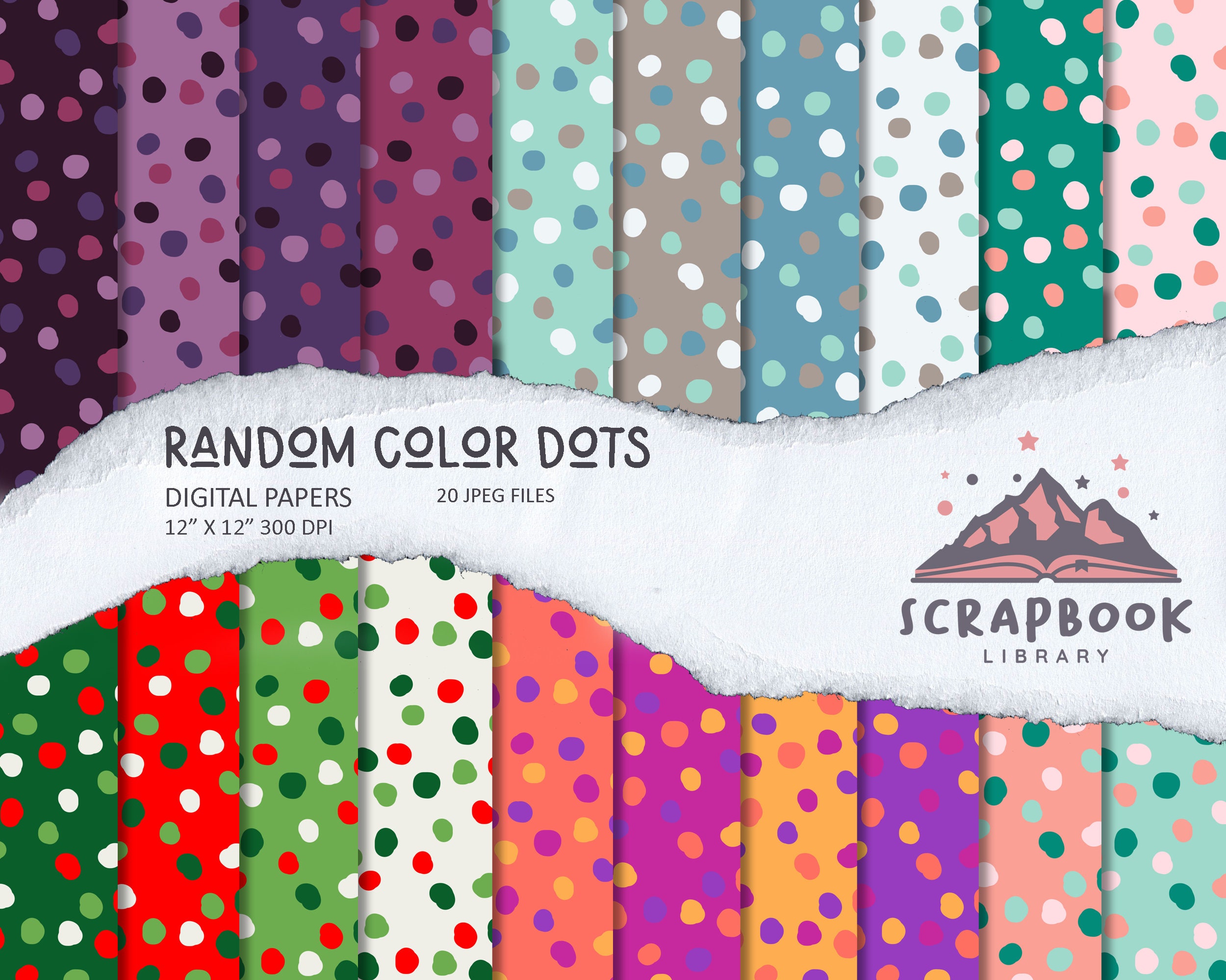 Ramdom Color Dot Digital Paper,hand Drawn Dots Pattern Digital Paper ...