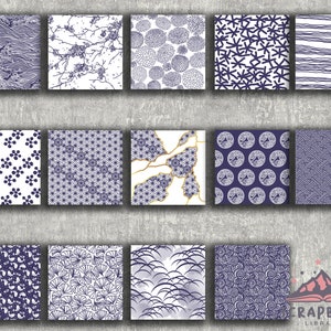 Japanese Washi Digital Paper, Japanese Elements Pattern Paper ...