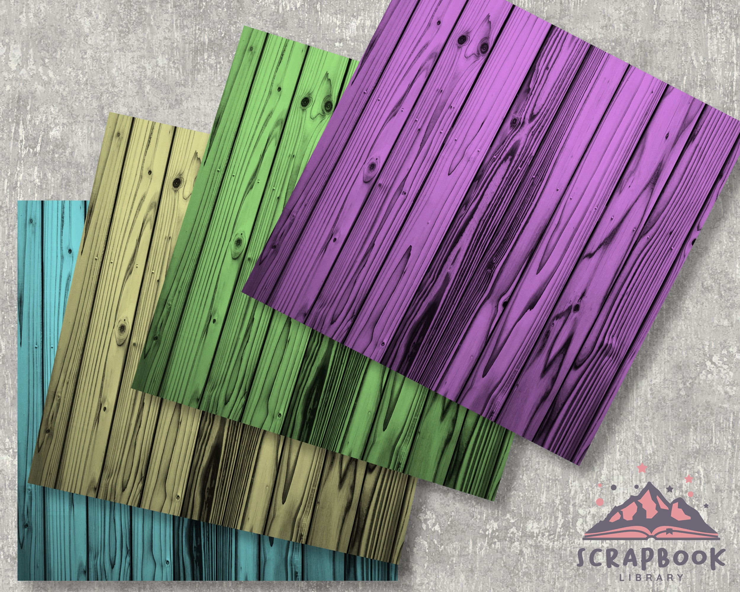 Rainbow Color Wood Digital Paper, Wood Fence Pattern, Scrapbook Color ...