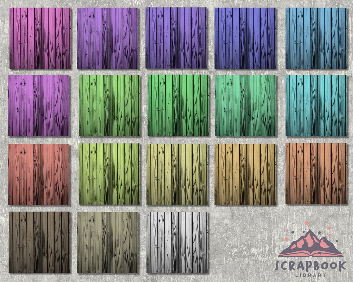 Rainbow Color Wood Digital Paper, Wood Fence Pattern, Scrapbook Color ...