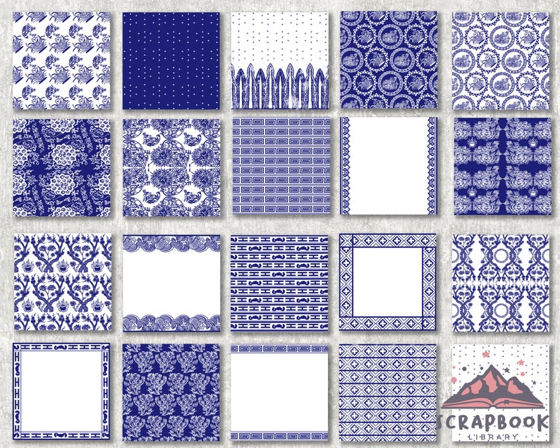 20 Chinese Porcelain Digital Paper,chinese Blue White Porcelain Pattern ...