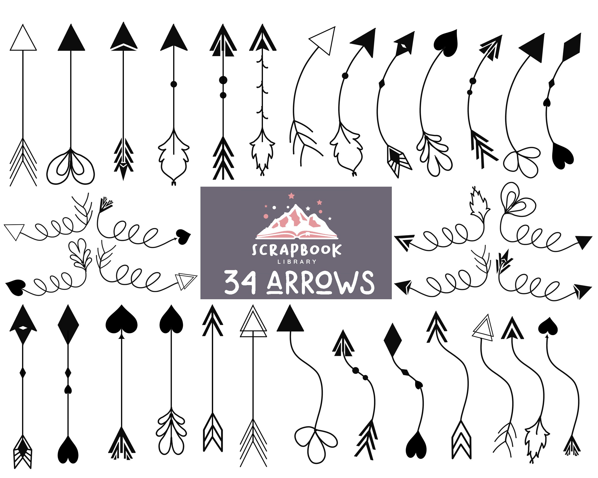 34arrow Clipart,arrow Svg,arrow Vector,digital Cutting File Graphic ...