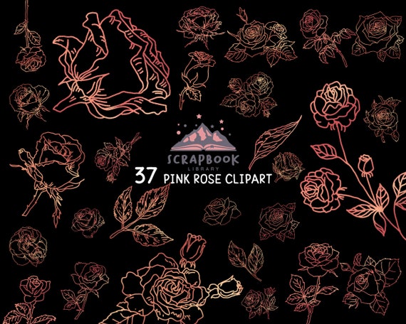 Rose Clipart Mothers Day Flower Rose Gold Flower Pink - Etsy