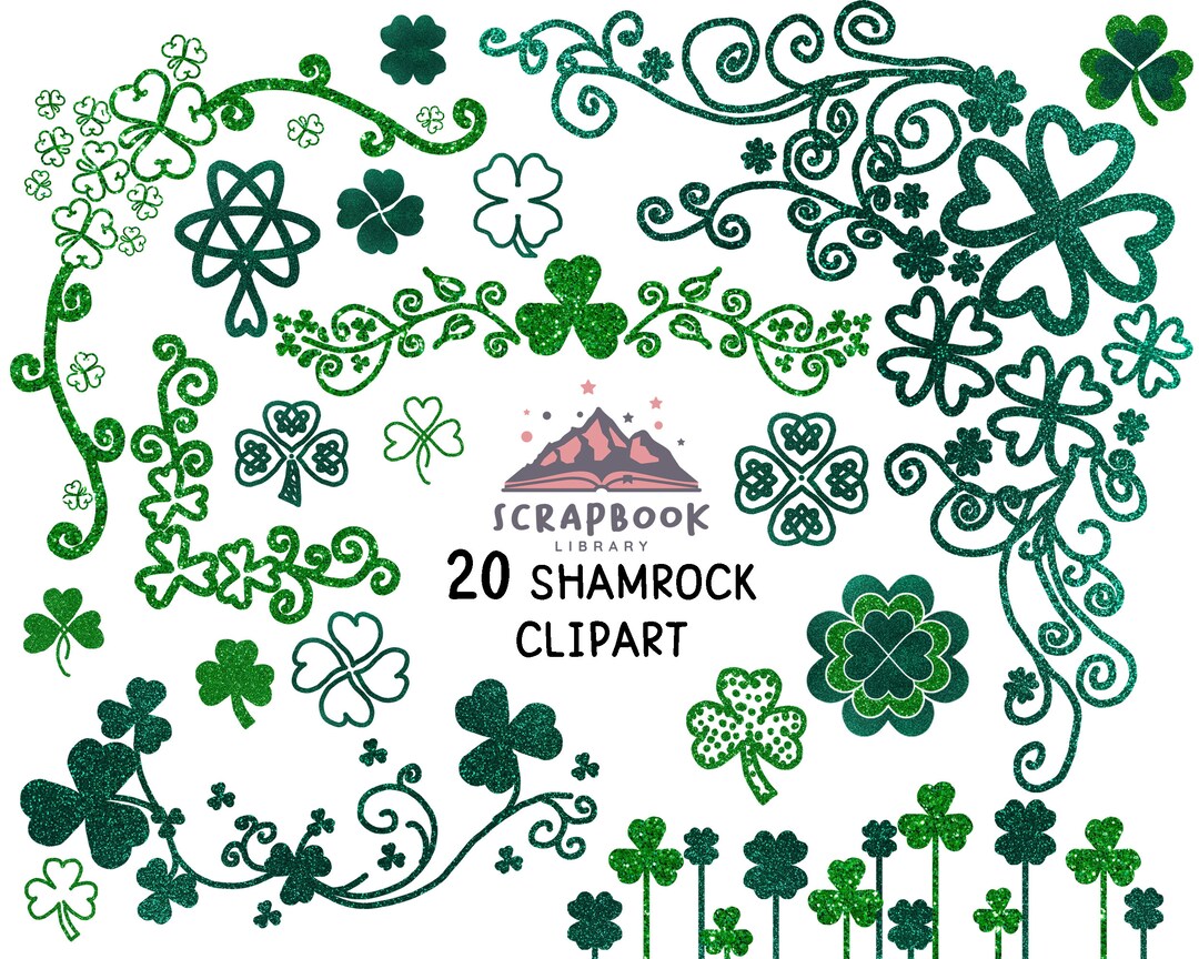 St Patricks Day Digital Clipart,green,shamrocks, Clovers,lucky, Irish ...