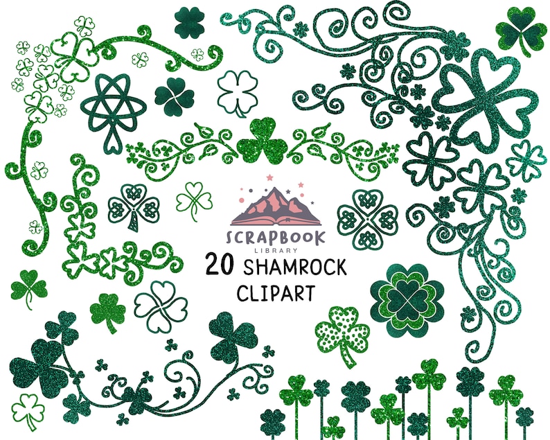 St Patricks Day Digital Clipart,green,shamrocks, Clovers,lucky, Irish ...
