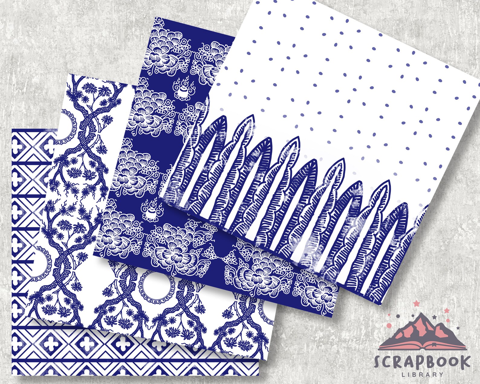 20 Chinese Porcelain Digital Paper,chinese Blue White Porcelain Pattern ...