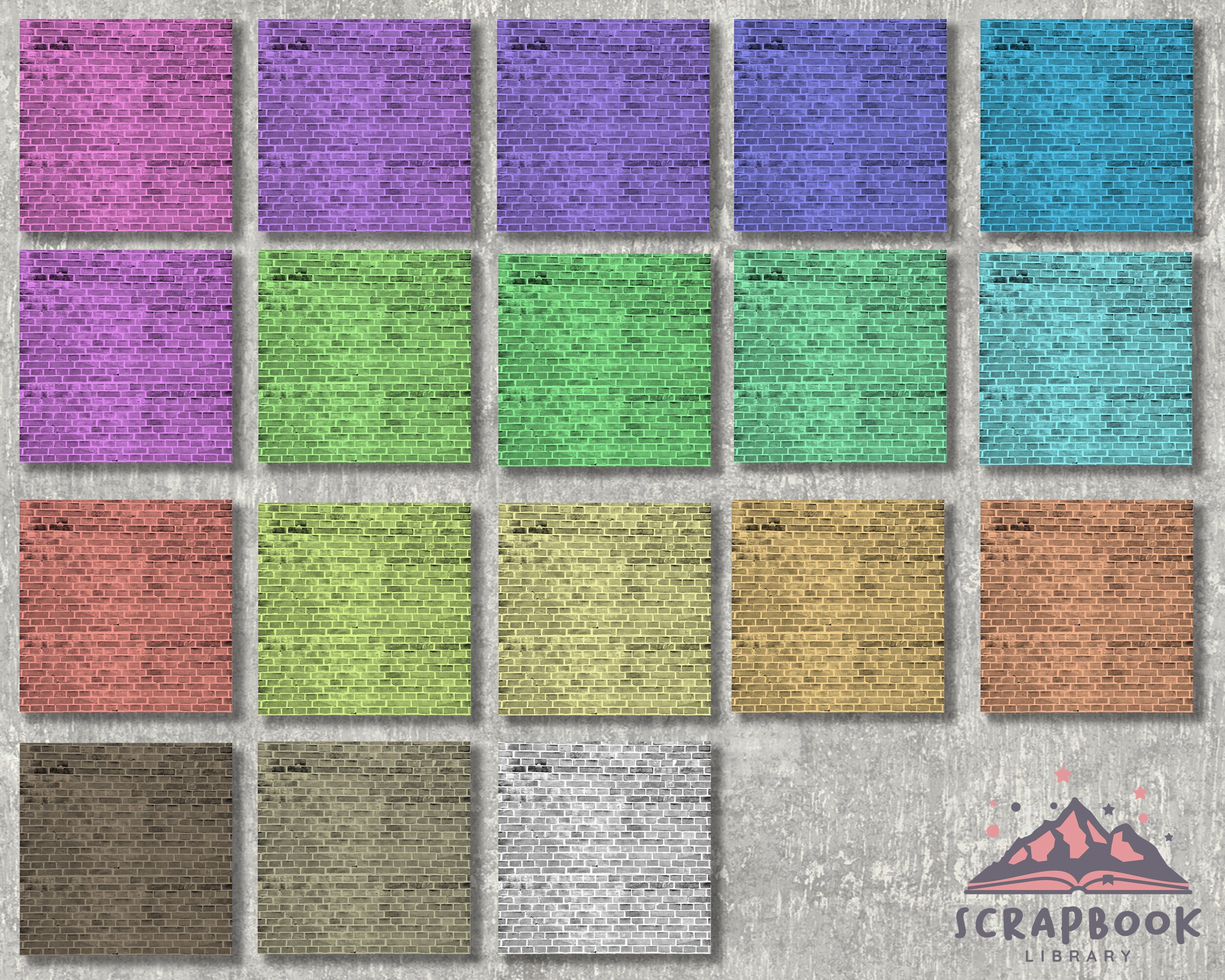 Brick Digital Paper, Brick Pattern Paper, Scrapbook Brick Paper ...