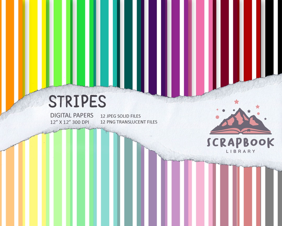 Stripes Digital Paper,stripe Pattern Digital Paper, Scrapbook Paper ...