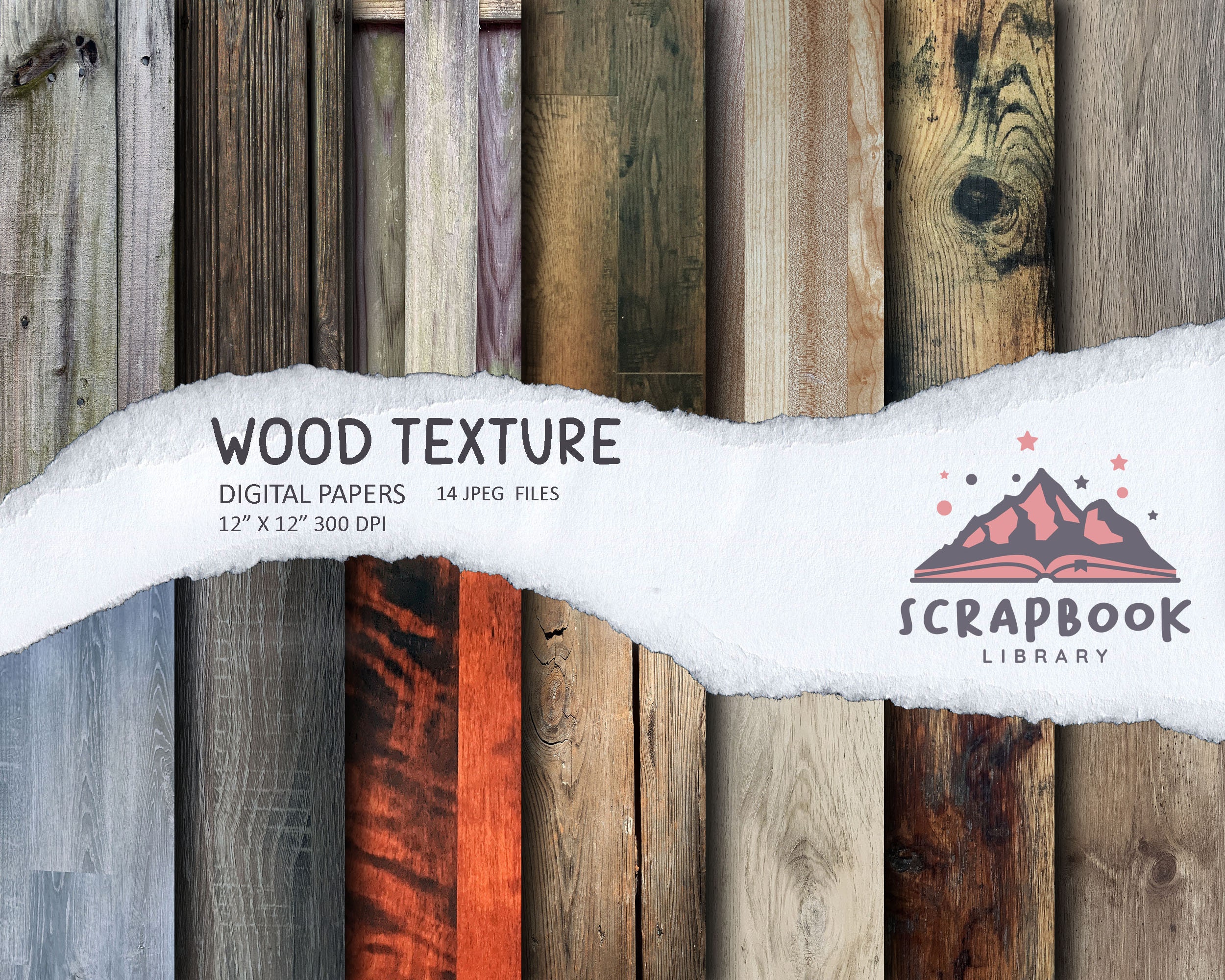 Wood Textures Digital Paper, Rustic Wood Paper, Printable Scrapbook ...