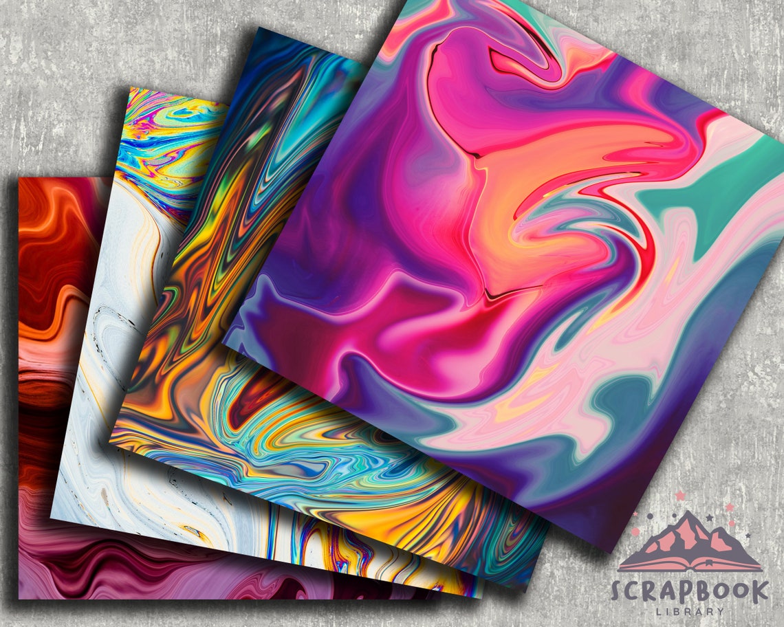 Rainbow Liquid Digital Paper, Rainbow Oil Slick Pattern Digital Paper ...