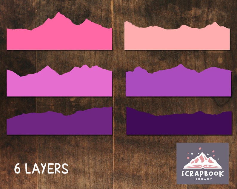 Mountain Scape Clipart, Pink Purple Hill PNG, Digital Mountain Range ...